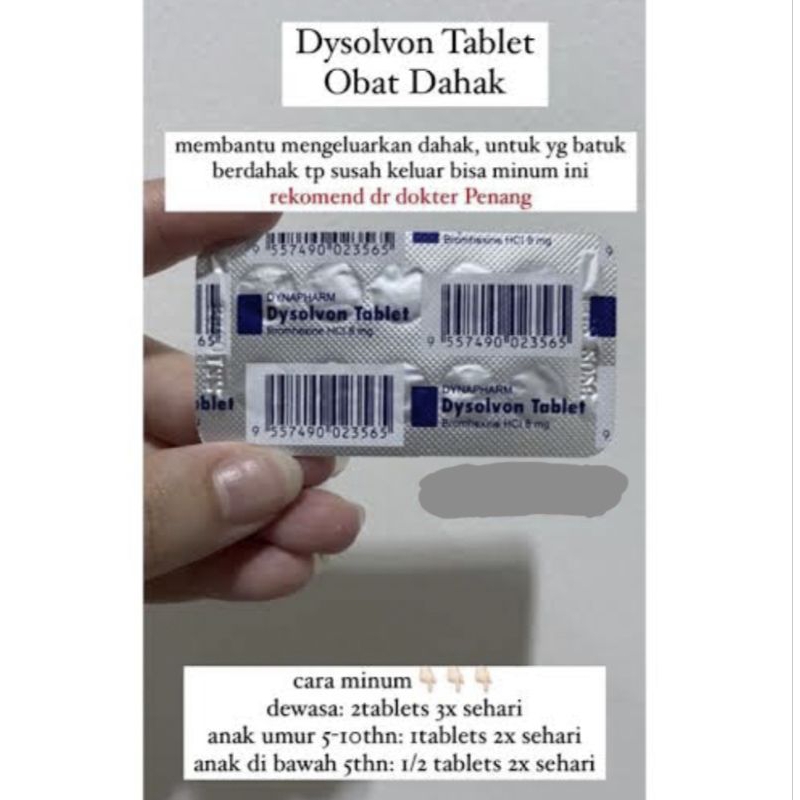 Jual Dysolvon tablet isi 10 obat batuk berdahak ampuh ORI dari penang ...