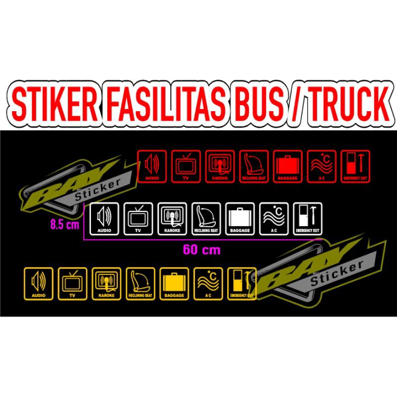 Jual STIKER fasilitas bus / truck / stiker fasilitas trevel | Shopee ...