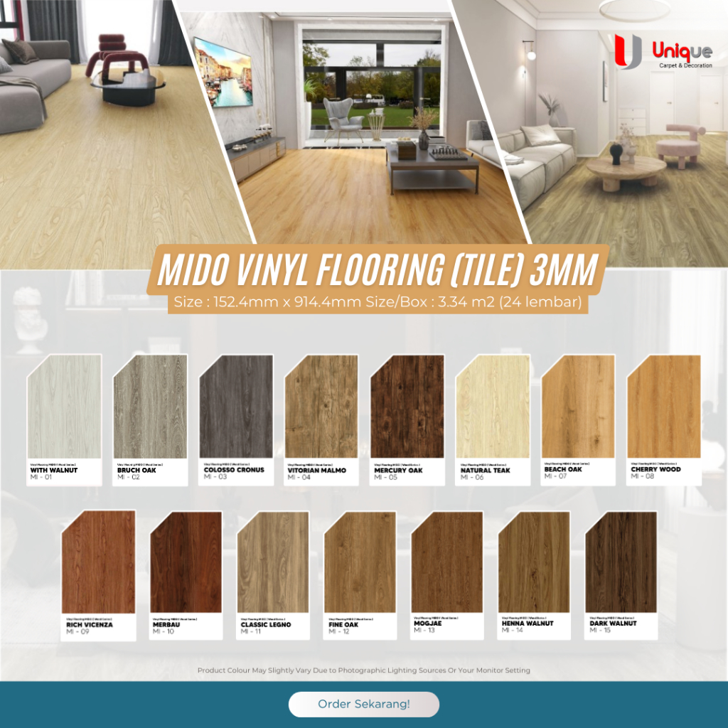 Jual Luxury Vinyl Flooring Mido 3mm Motif Kayu / Lantai Vinyl Lembaran ...