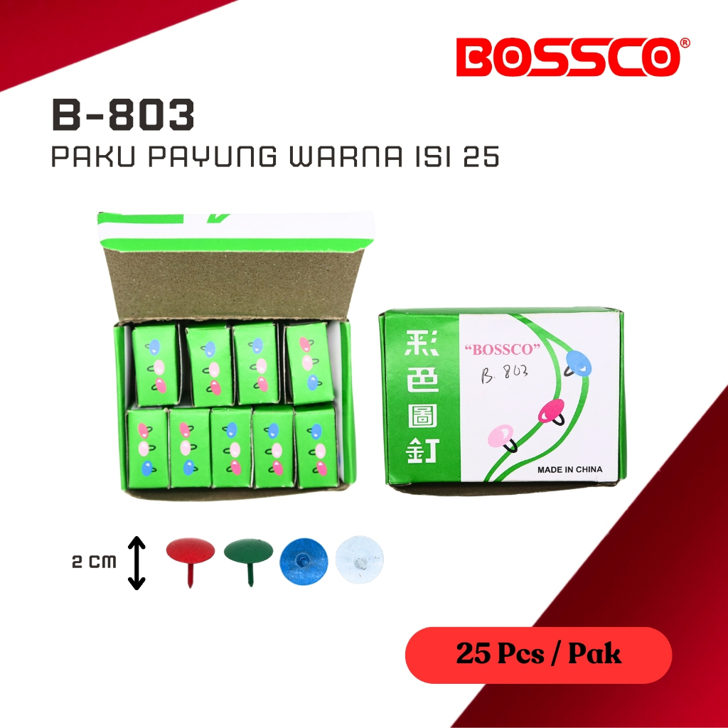 Jual Paku Payung Warna BOSSCO / BOSSCO Color Thumb Tacks / BOSSCO Color ...