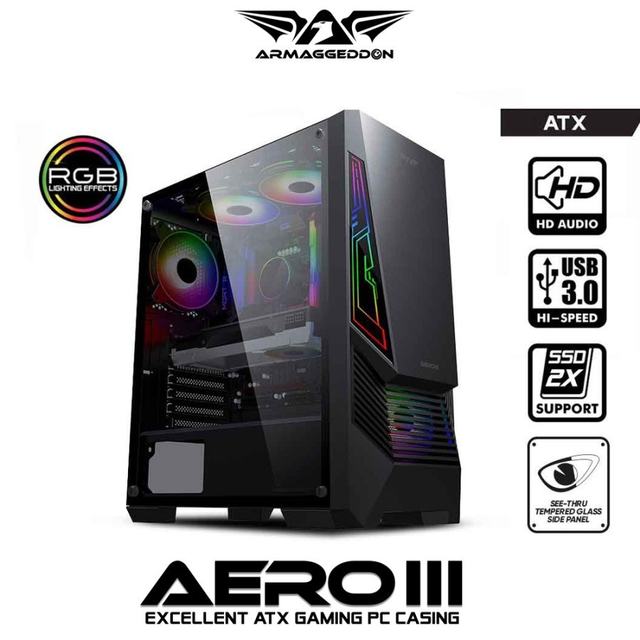 Jual Casing PC CPU Gaming Armageddon Aero III ATX M-Atx Itx mobo ...