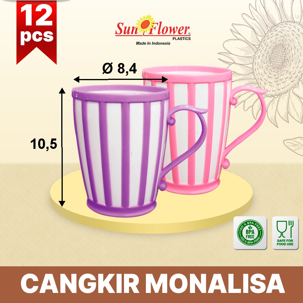 Jual ( 12 pcs ) Cangkir Monalisa Sunflower Plastik/Cangkir Plastik ...