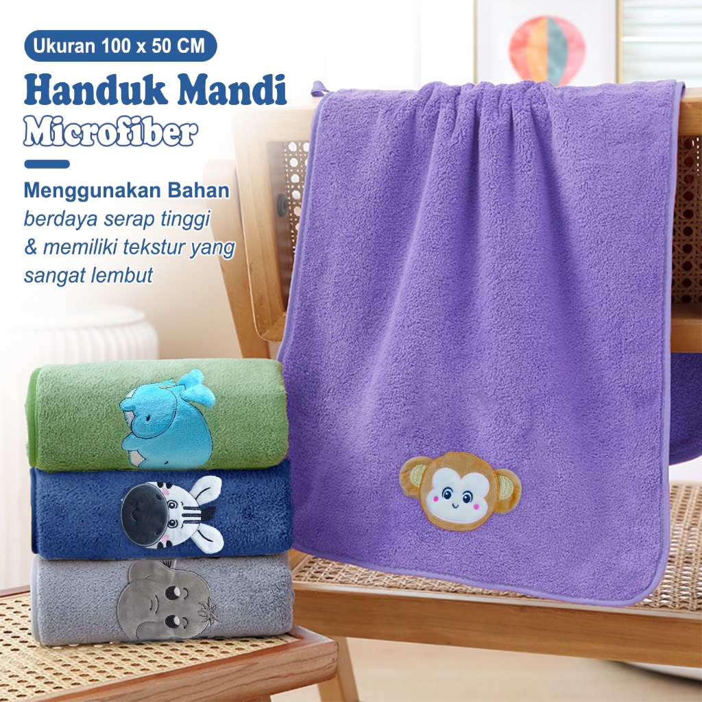 Jual Handuk Mandi Anak Karakter Animal Lucu 100x50cm/Handuk Lembut ...