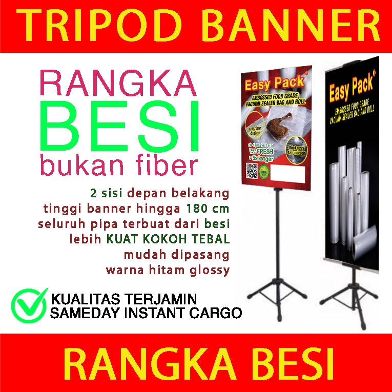 Jual RANGKA BESI Tripod Banner 2 Sisi Standing Poster Display Lengkap ...
