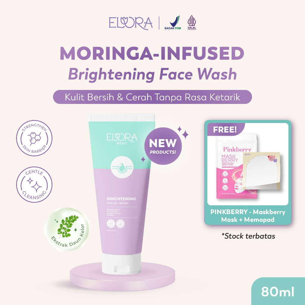 Jual Elora Beau Brightening Facial Wash - With Moringa Extract | Niacinamide | CICA Centella ...