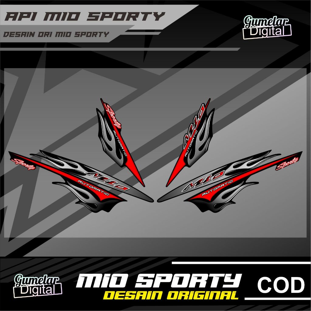 Jual STIKER STRIPING LIS BODY MIO SPORTY TAHUN 2006 MIO API WARNA HITAM ...