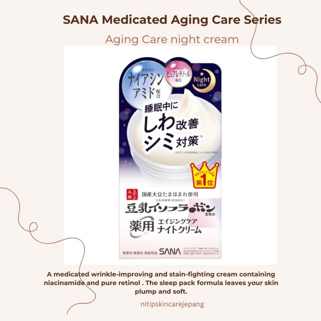 Jual Sana skincare soy wrinkle night cream original japan ANTI AGING sana namerakahonpo, water ...