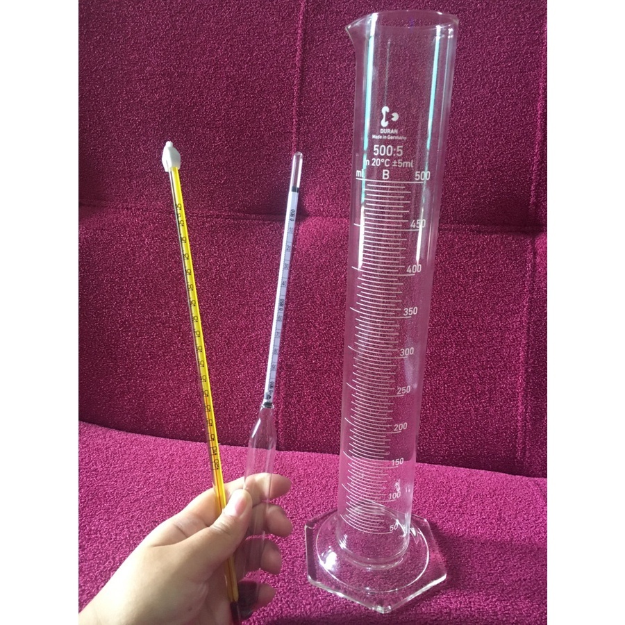 Jual Set 3 pcs Hydrometer Solar Gelas Ukur Duran 500ml Dan Thermometer ...