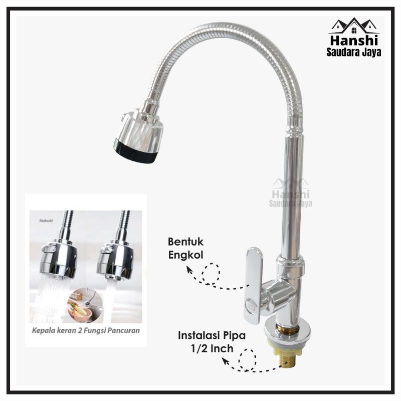 Jual Kran Angsa Cuci Piring tanam drat 1/2 inch / Keran Flexible Tancap ...