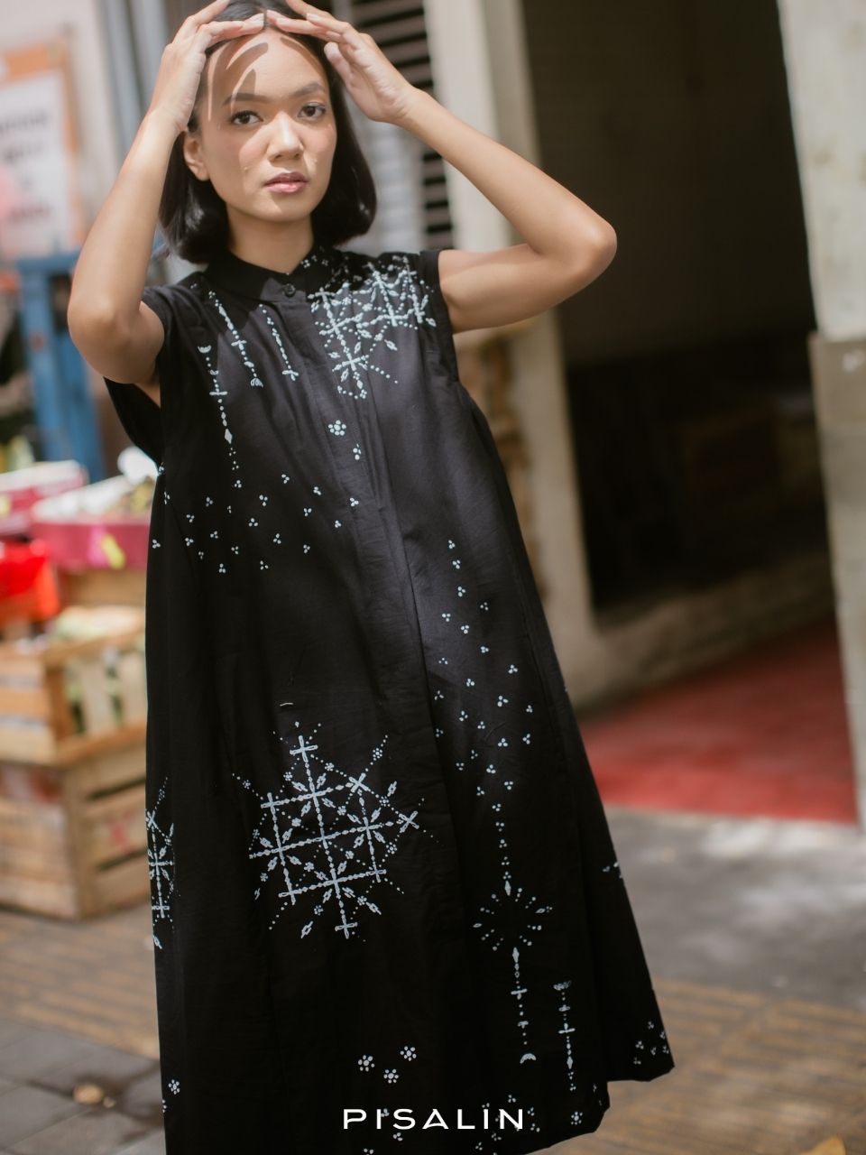Jual Dress Katun Batik Cap Print Malam | Manik Dress Pisalin | Sore ...
