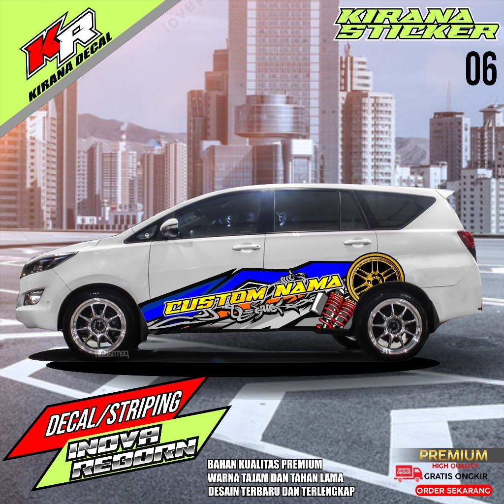 Jual Sticker Decal Mobil Inova Reborn Body Samping Free Custom Nama ...