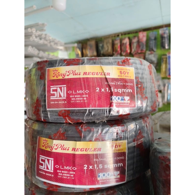 Jual Kabel Listrik SNI king Plus Hitam Serabut 2 x 1.5 / 50M | Shopee Indonesia