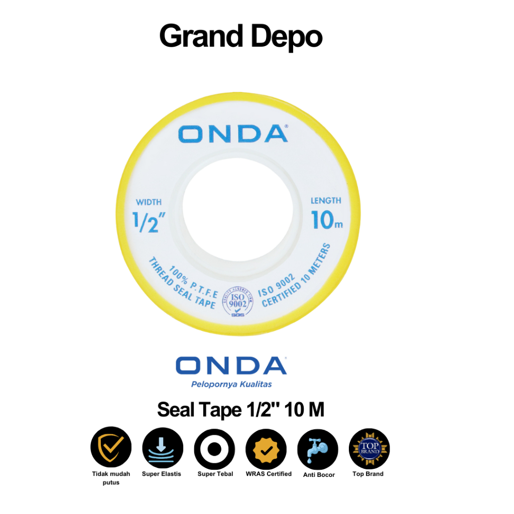 Jual Onda Seal Tape 1/2” 10 Meter / Isolasi Siltip 1/2" 10 Meter Onda ...