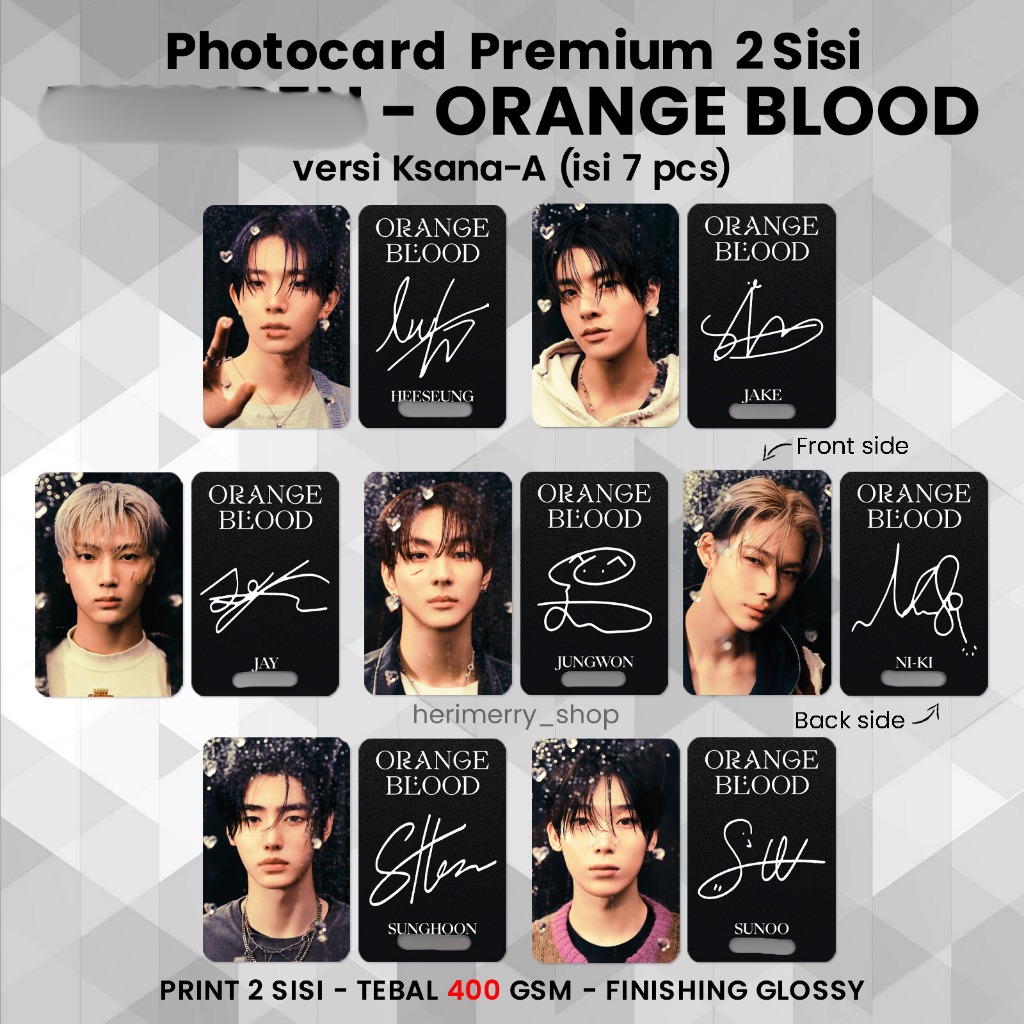 Jual (ISI 7 PCS) Photocard ENH*A ORANGE BLOOD - PC 2 SISI KPOP Premium fotocard Merch Unofficial ...
