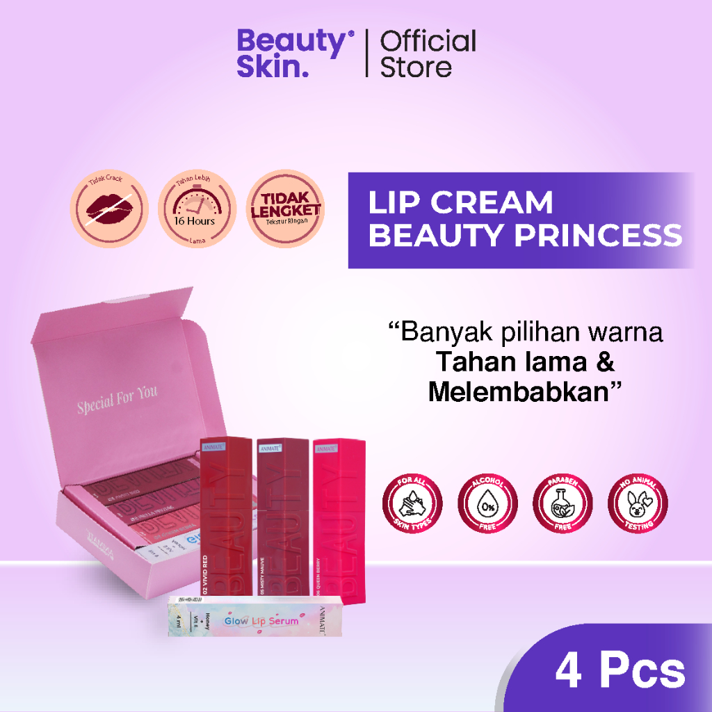 Jual Animate Nourishing Beauty Lip Cream Box Package Beauty Princess ...