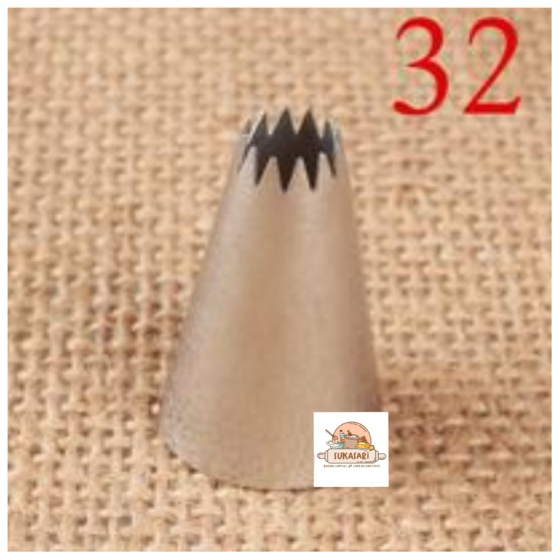 Jual Spuit Tip Nozzle no 32 CH Star small Bintang kerang pastry tip ...