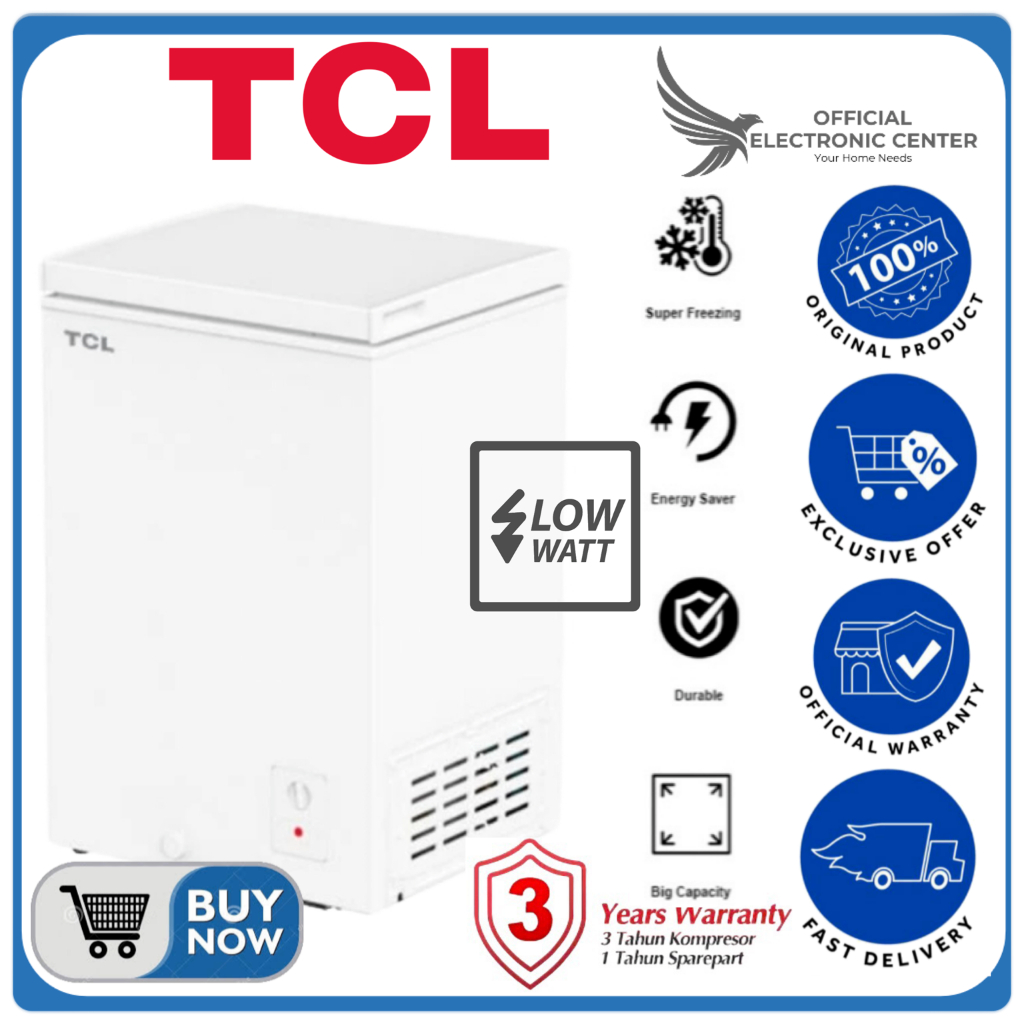 Jual CHEST FREEZER TCL TCF100ZID TCF-100ZID TCF100 ZID SUPER LOW WATT ...