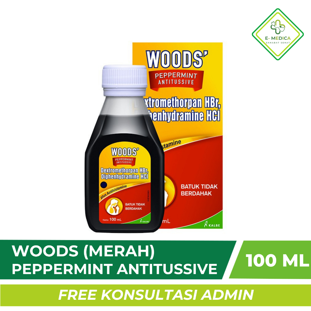 Jual Woods Peppermint Antitussive Sirup 100 ml - Woods ATT (Woods Merah ...