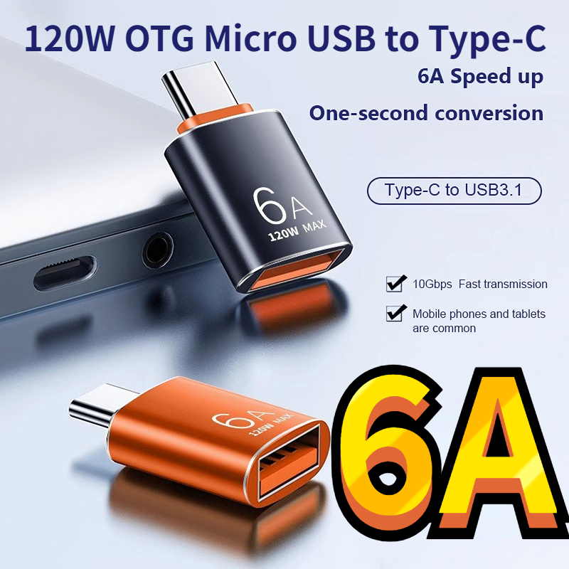 Jual Adapter converter USB 6A USB A to TYPE C Female Quick Charge OTG Type-C to USB Male-MJD ...