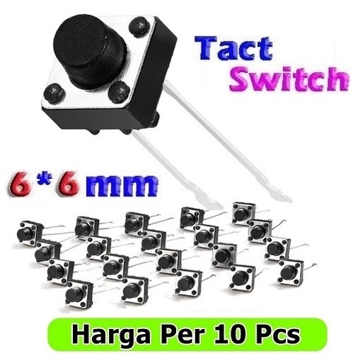 Jual 10pcs Tactile Tact Switch 2P Push Button Switch 2pin 2 kaki ...