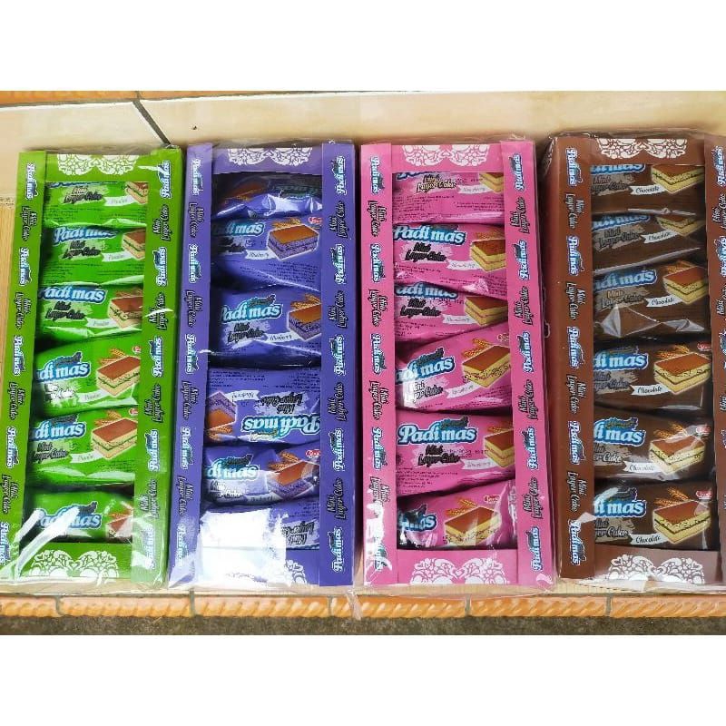 Jual Padimas Kue bolu layer berbagai varian rasa 1 box isi 24 pcs ...