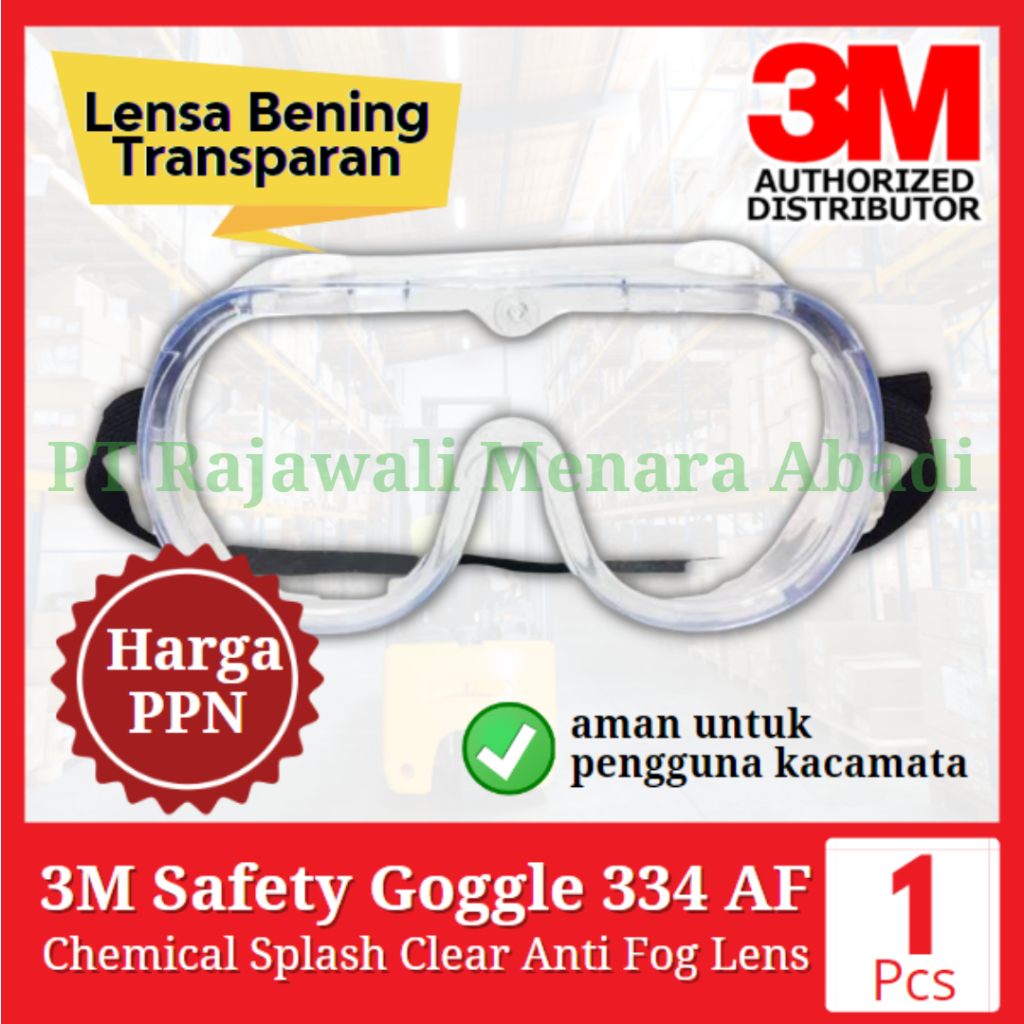 Jual 3M Safety Goggle 334 Chemical Splash Anti-Fog Lens | Shopee Indonesia