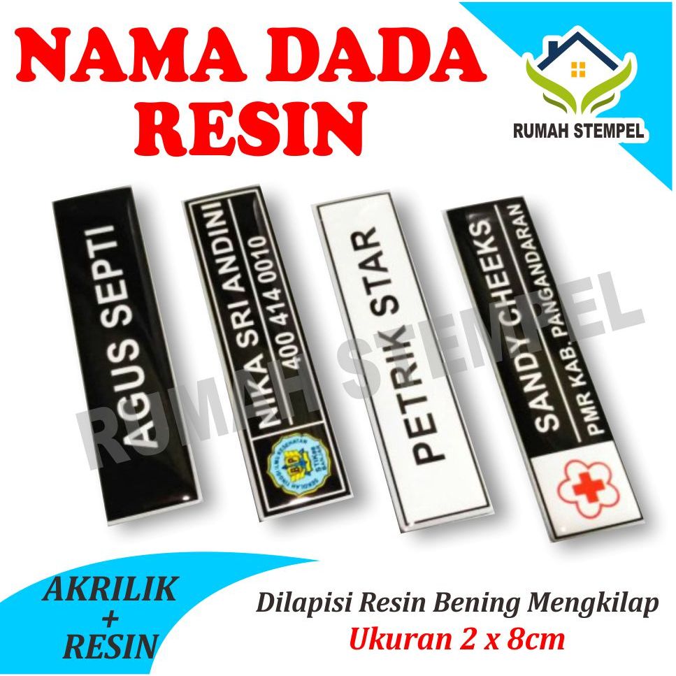 Jual Minimal 2pcs Name Tag / Nama Dada resin akrilik | Shopee Indonesia
