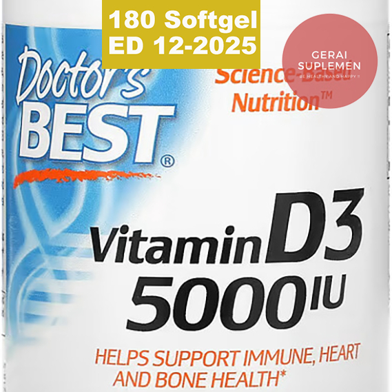 Jual Doctor Best Vitamin D3 5000 IU 5000IU 180 Softgel Vit D-3 | Shopee Indonesia