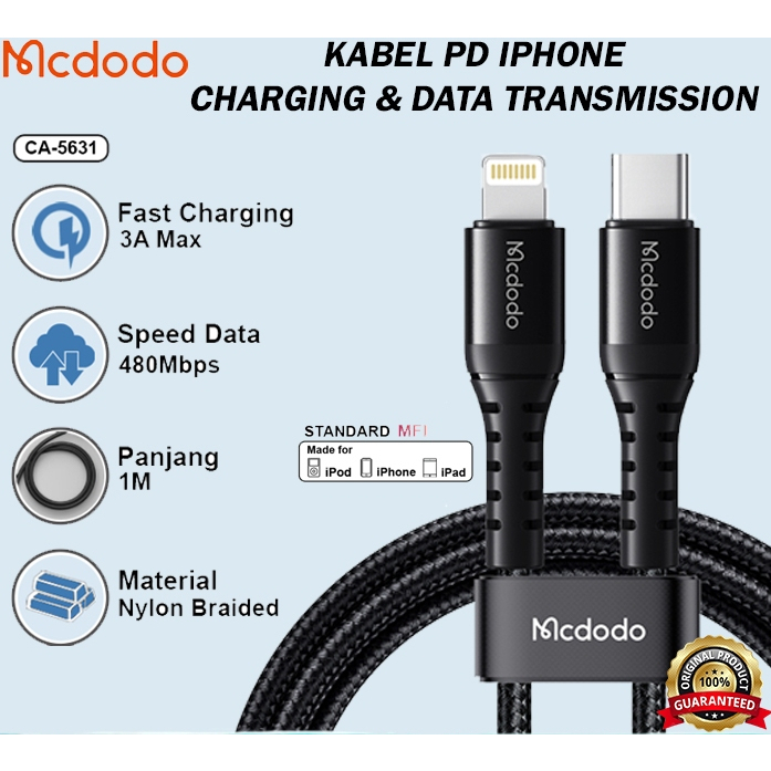 Jual Mcdodo CA-5631 Kabel Charger Type C to Lightning 36W Cable Data Transmission PD Fast ...