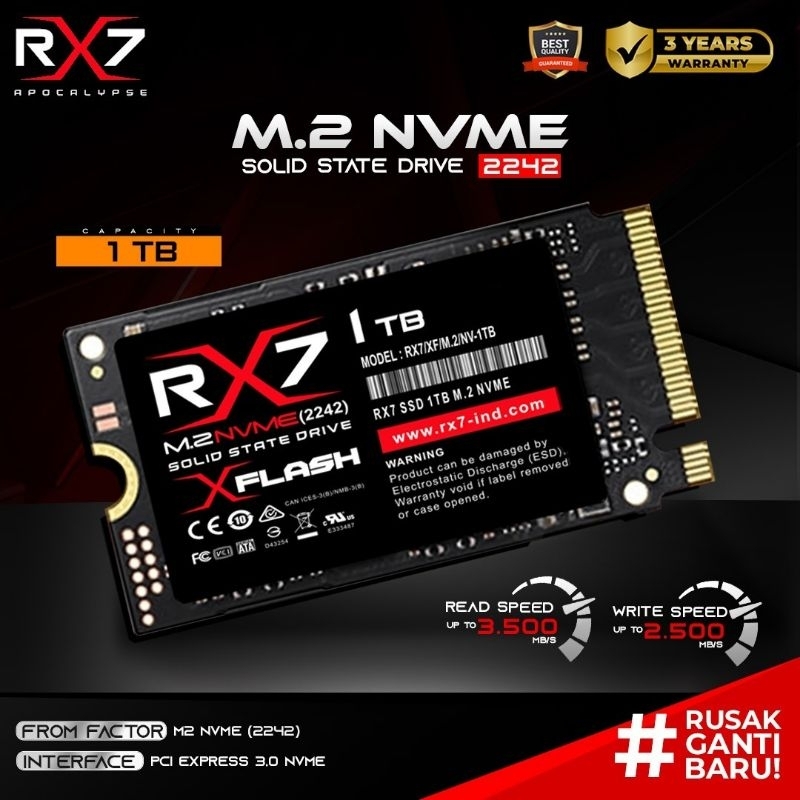 Jual SSD RX7 M.2 NVME 1TB 2242 PCIE GEN3 X4 GARANSI RESMI 3 TAHUN ...