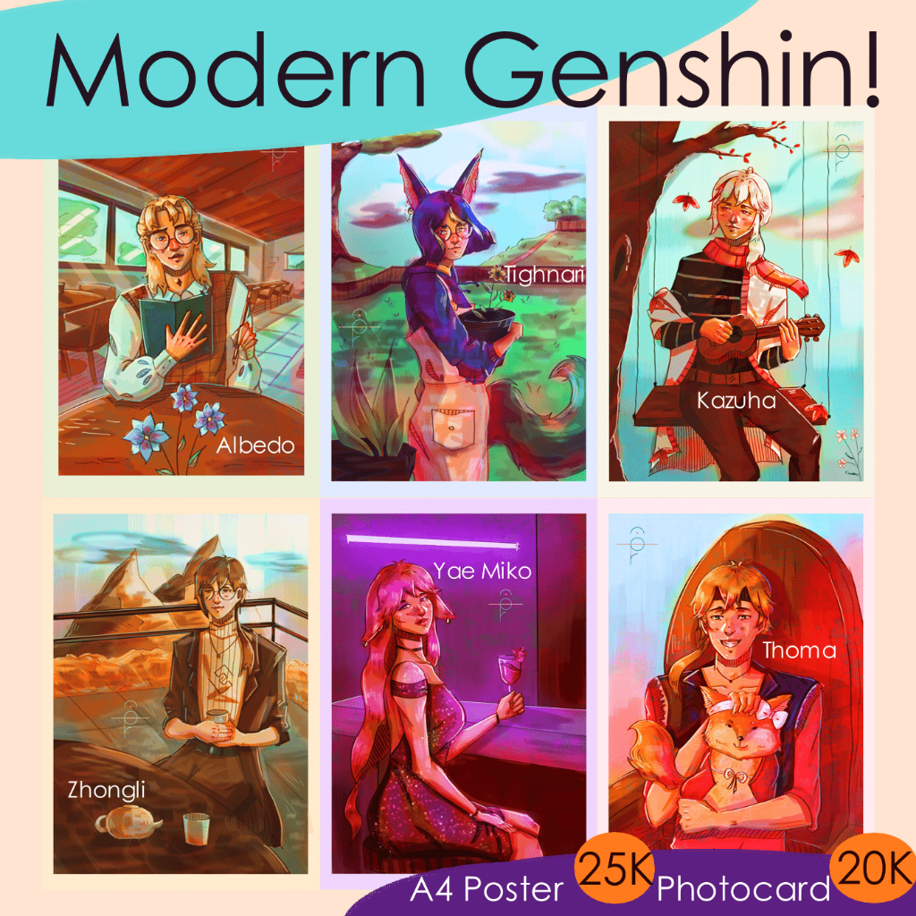 Jual Poster Genshin Impact Modern AU A6/A5/A4/A3 | Shopee Indonesia