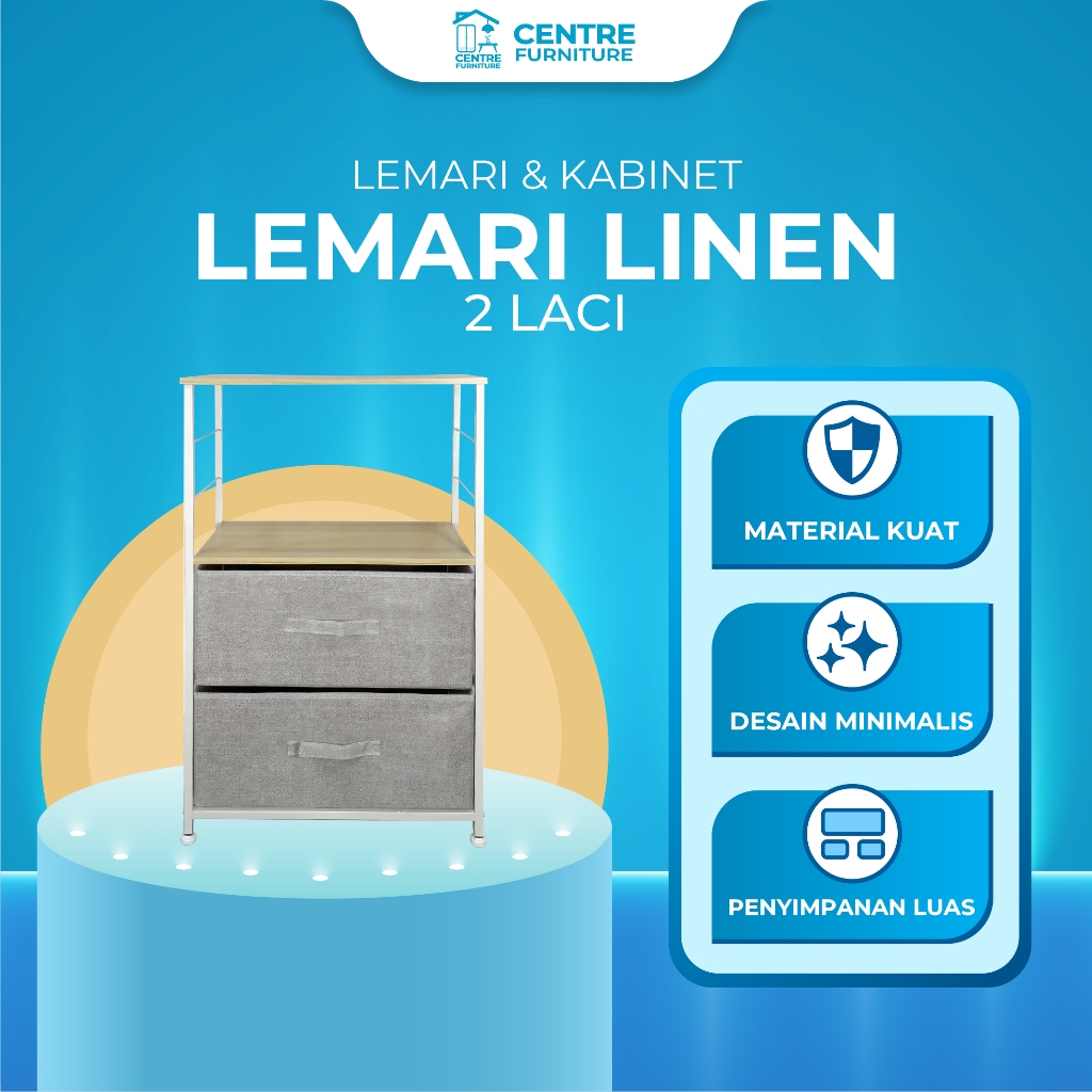 Jual Lemari Kain Linen 2 Susun Kokoh Rak Penyimpanan Barang Lemari ...