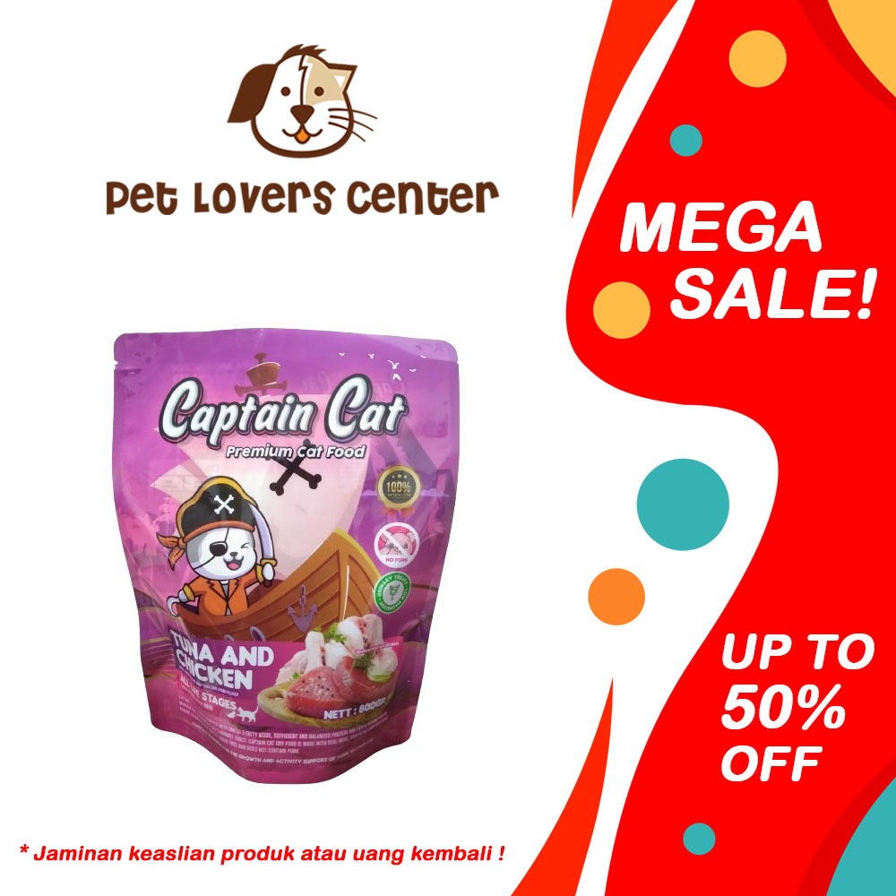 Jual CAPTAIN Dry Food Cat Captain Tuna Chicken dan Salmon Chicken 800gr ...
