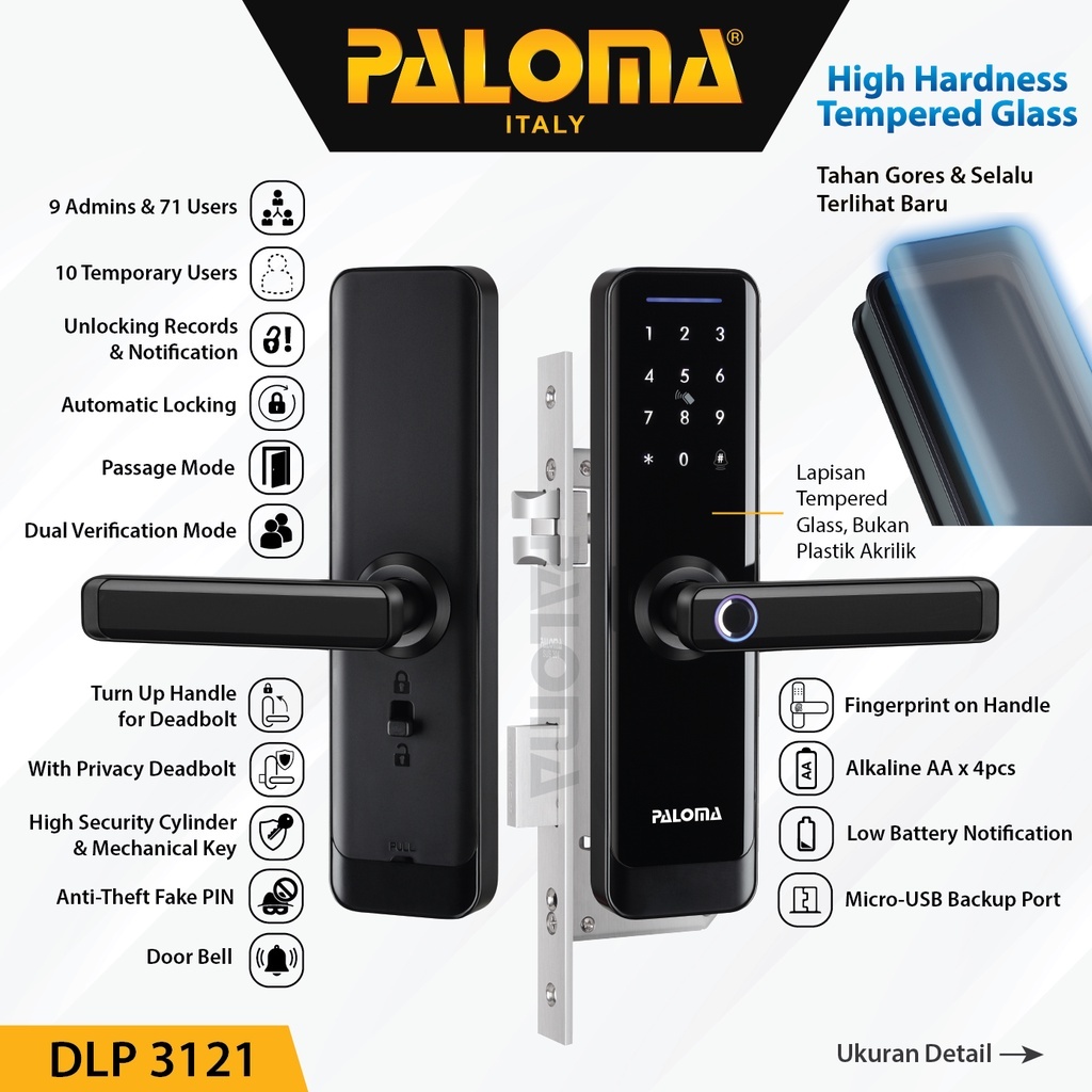 Jual PALOMA DLP 3121 Digital Lock Smart Home Kunci Pintu Door Handle ...