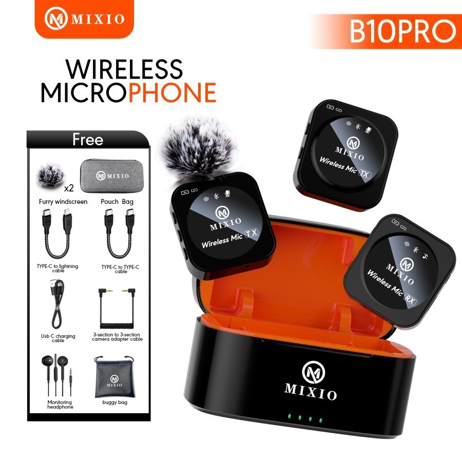 Jual MIXIO B10PRO Microphone Wireless Dual Mikrofon Clip on Mic hp ...