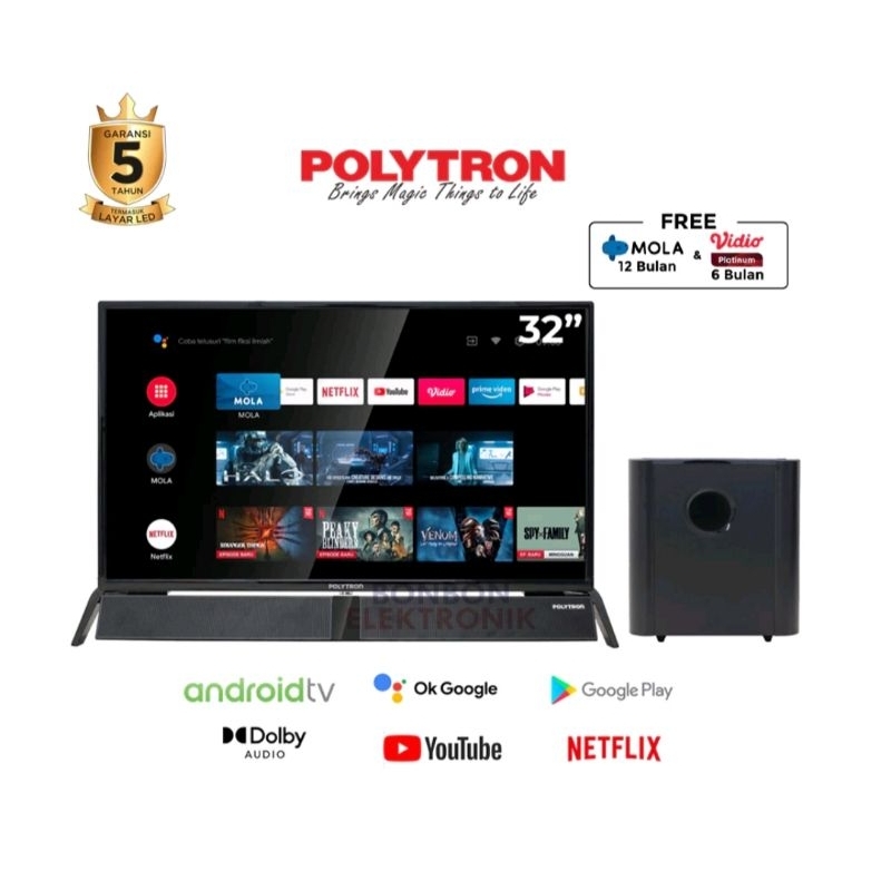 Jual POLYTRON LED Android TV 32 inch PLD 32BAG9858 Soundbar Digital ...