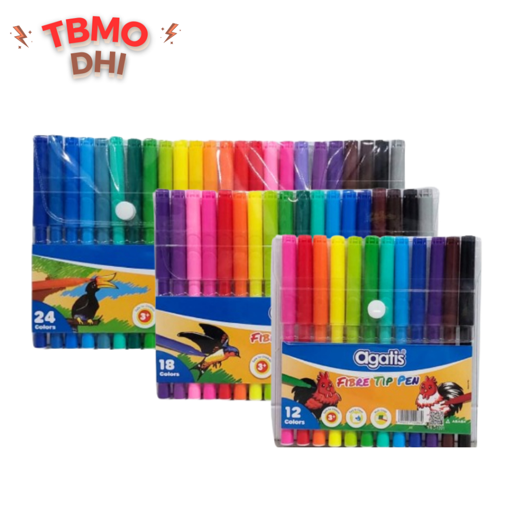 Jual TBMO Spidol warna / spidol gambar - Agatis Fibre Tip pen 12 / 18 ...