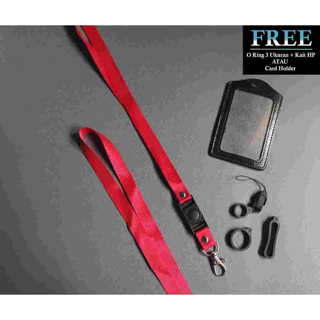 Jual Lanyard Merah Polos 1,5cm - Tali Gantungan IdCard Nametag HP Polos ...
