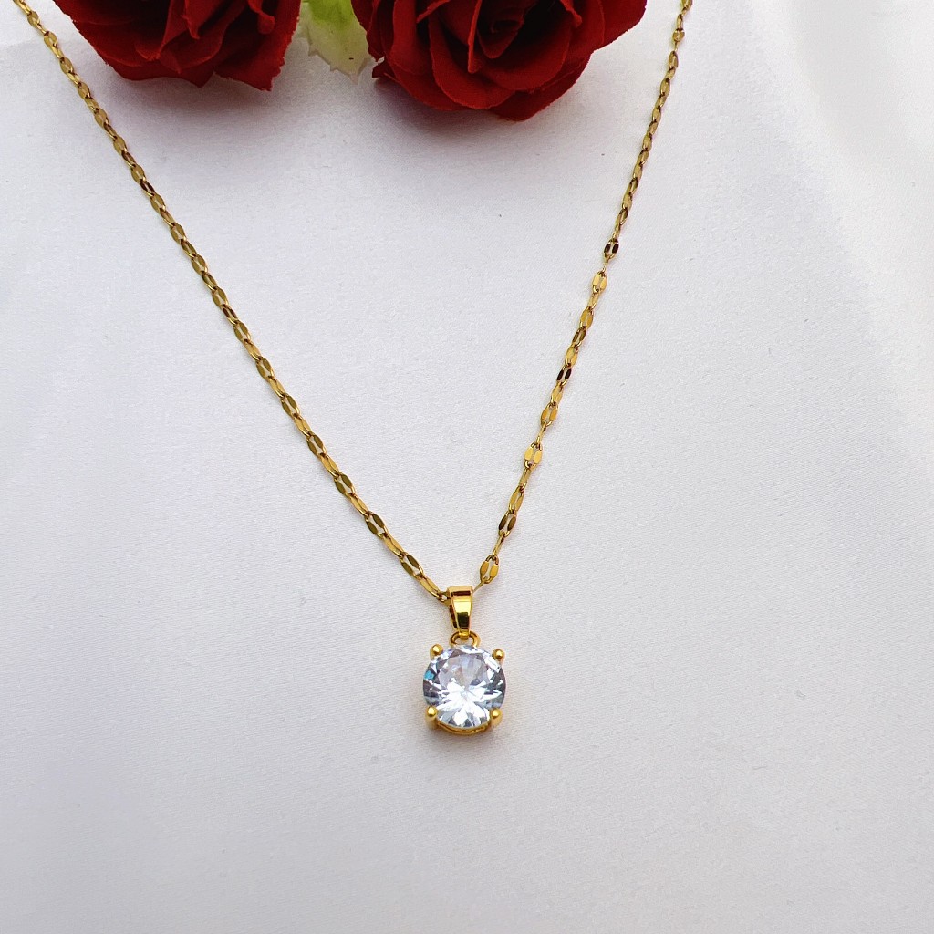 Jual K148 Kalung TITANIUM Wanita Rantai Pecah Kopi Liontin Simple ...