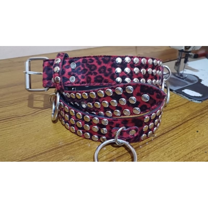 Jual Eightball red leopard psycho 3row ring O belt / eightball_belt ...