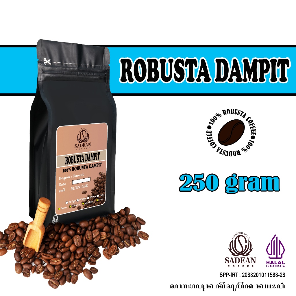 Jual Kopi Robusta Dampit 250gr / Biji Kopi Bubuk Robusta Dampit 100% ...