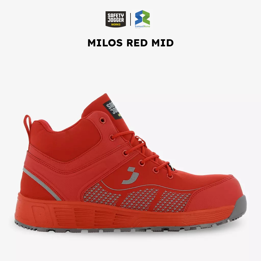 Jual Sepatu Safety Jogger Milos Red & Black S1P MID ESD | Shopee Indonesia
