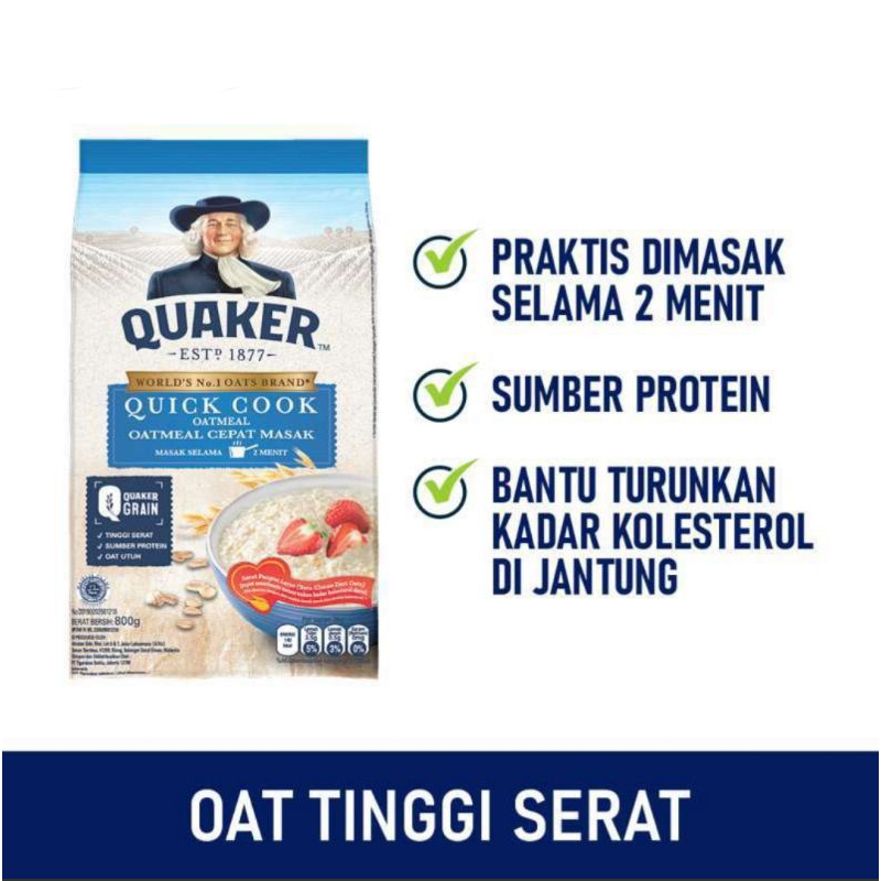 Jual Quaker Oatmeal Quick Cook 800 Gr | Shopee Indonesia
