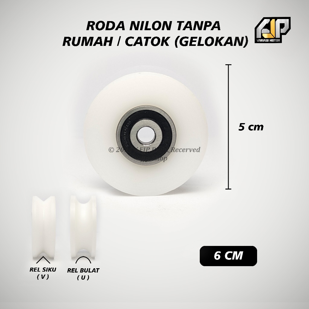 Jual Roda Pagar Gelok Nilon Ukuran 6 cm Rel Bulat (U) dan Rel Siku (V ...