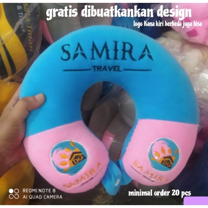 Jual Bantal Leher Custom Nama dan Logo _ Souvenir bantal leher _ Custom ...