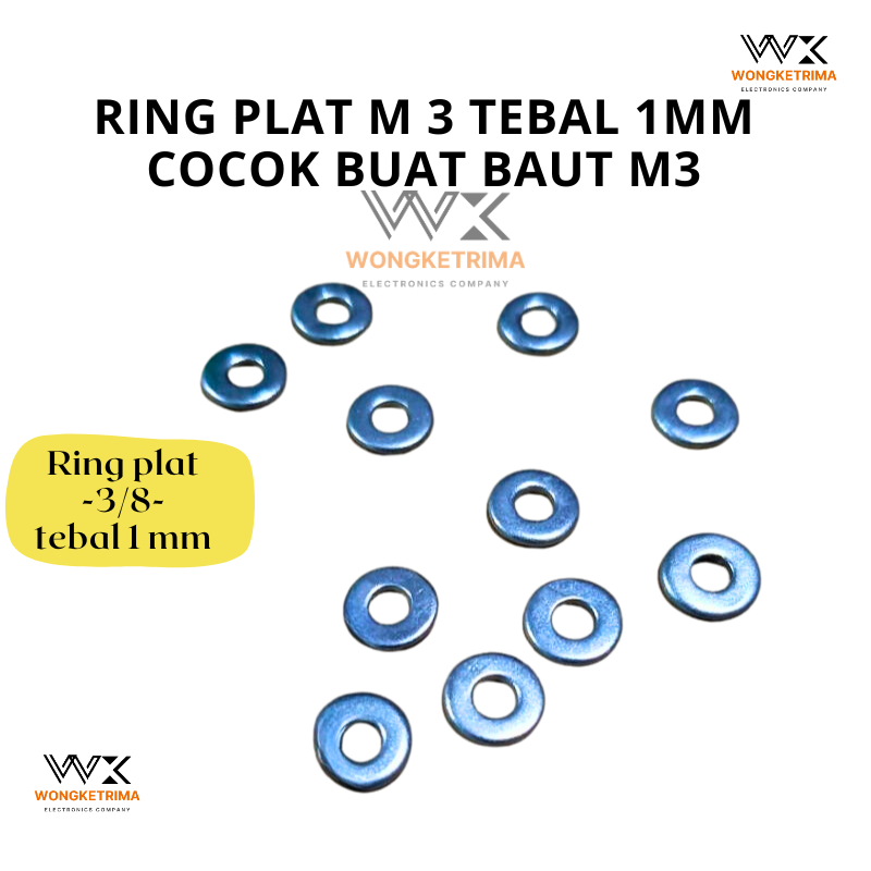 Jual Ring plat M 3 M3 tebal 1mm cocok buat baut M3 harga per 100pcs ...