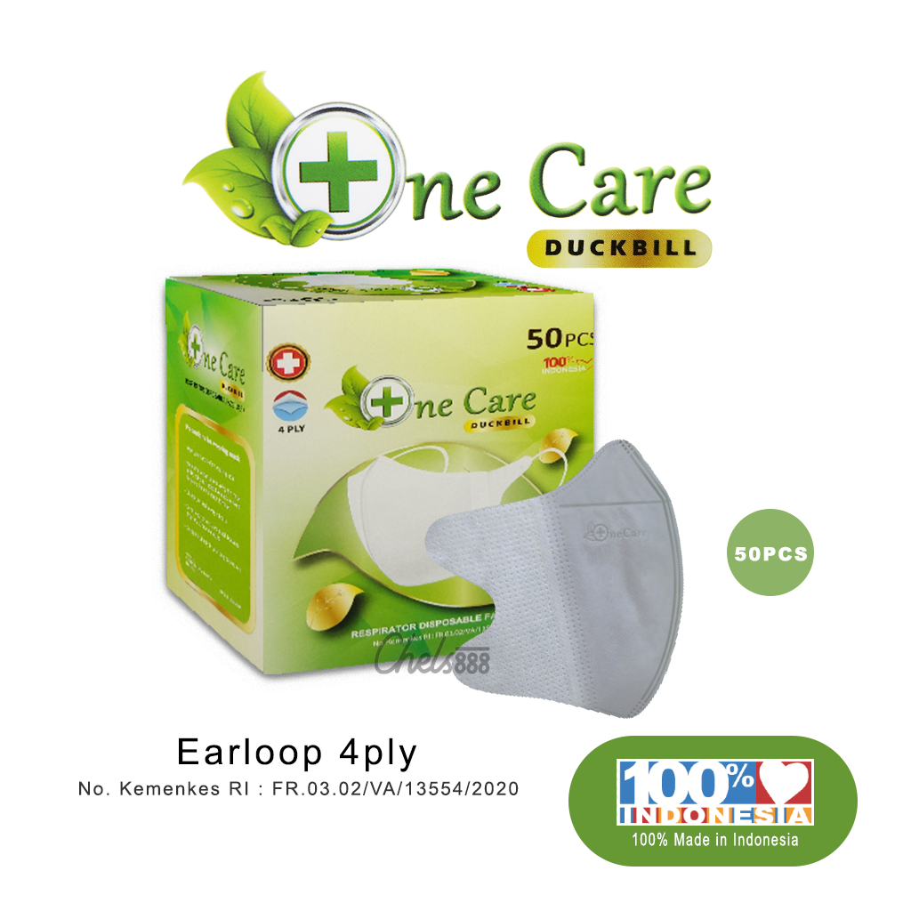 Jual Masker Duckbill Earloop One Care Masker Earloop 4 ply 50 pcs ...