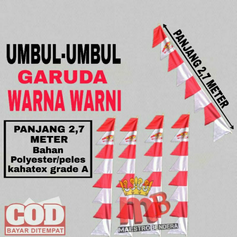 Jual BENDERA UMBUL-UMBUL GARUDA MERAH PUTIH UKURAN FULL 2,7 METER PAKET 1 KODI (20 PCS) | Shopee ...