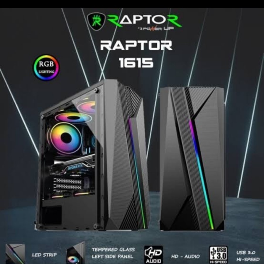 Jual CASING PC GAMING RAPTOR 1615 + Bonus 2 Fan | Shopee Indonesia