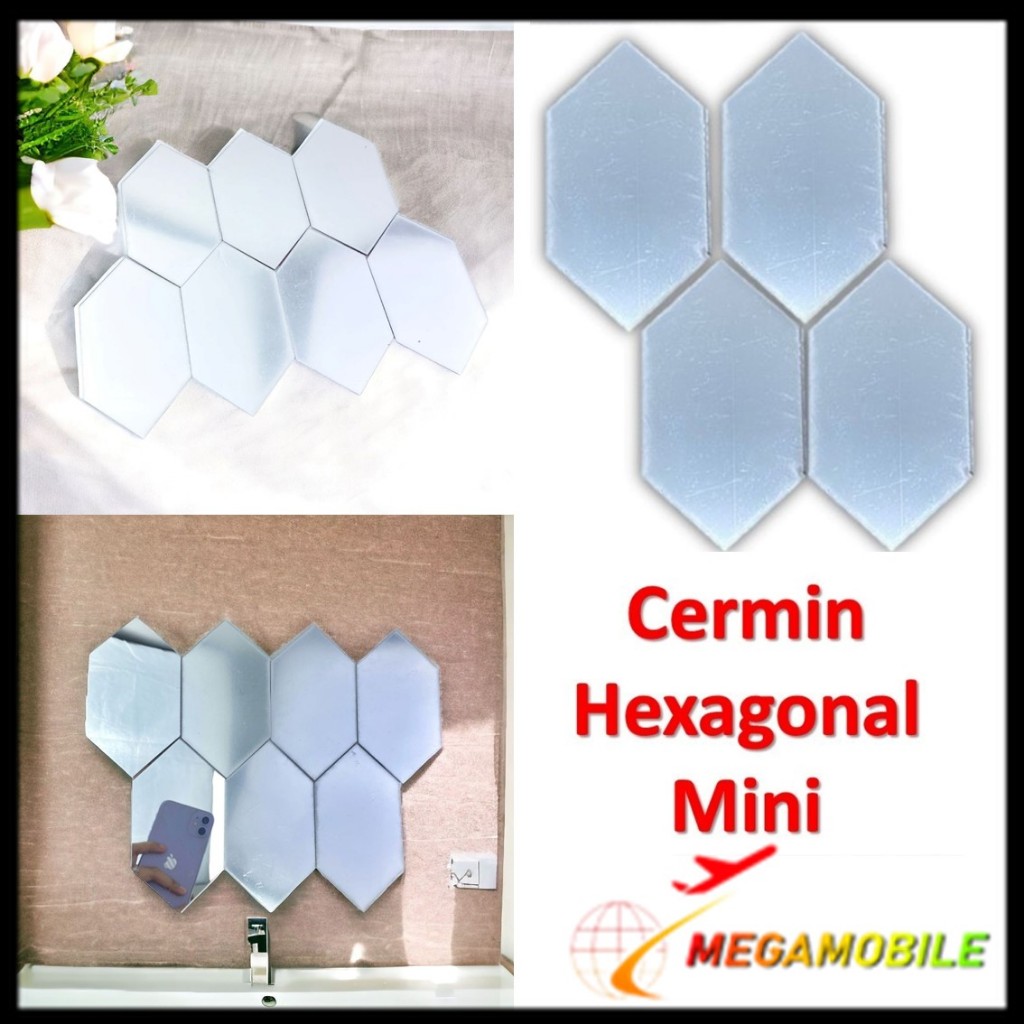 Jual MM - Stiker Cermin Dinding Hexagonal Mini Anti Pecah Sticker Kaca ...